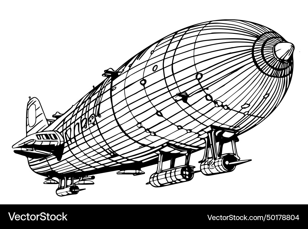 Airship or zeppelin and dirigible blimp Royalty Free Vector