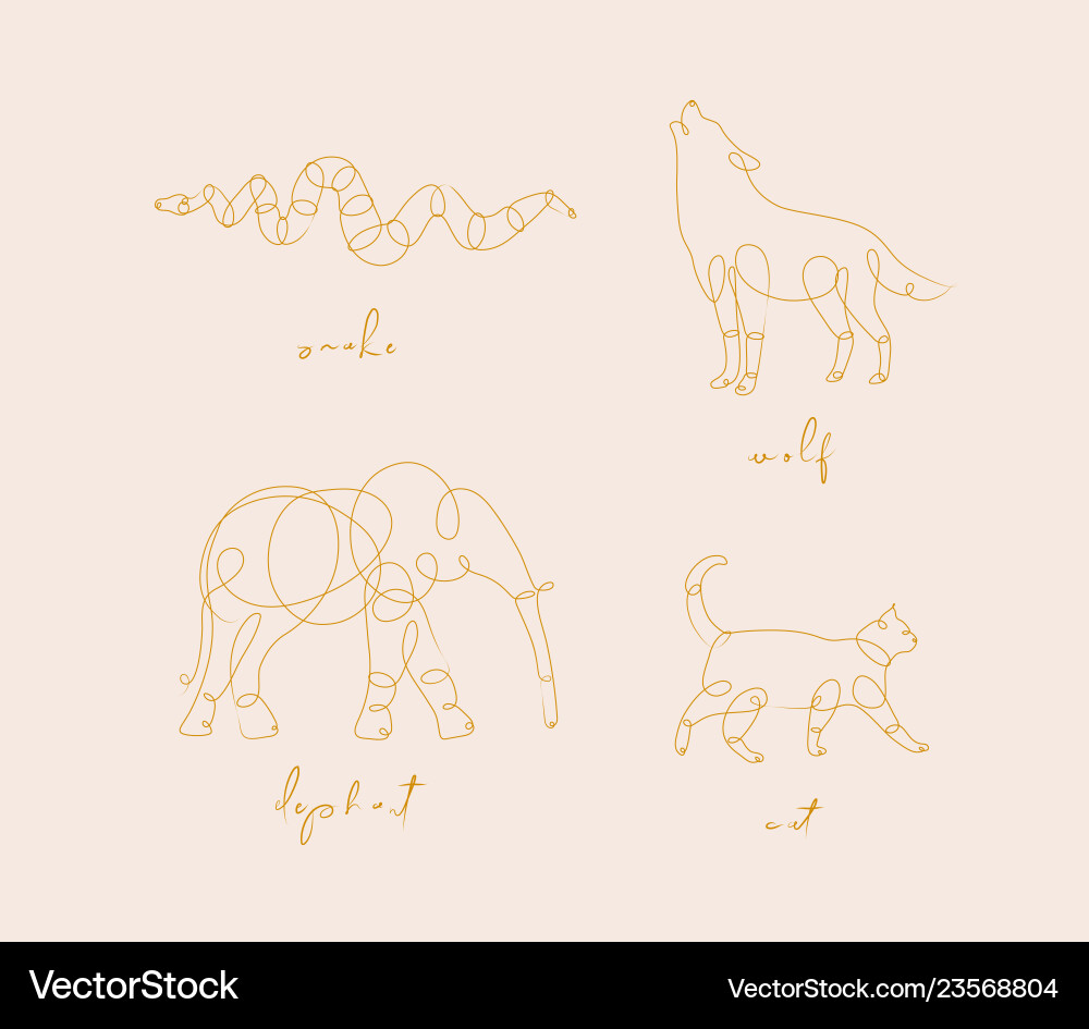 Animal pen line snake beige Royalty Free Vector Image