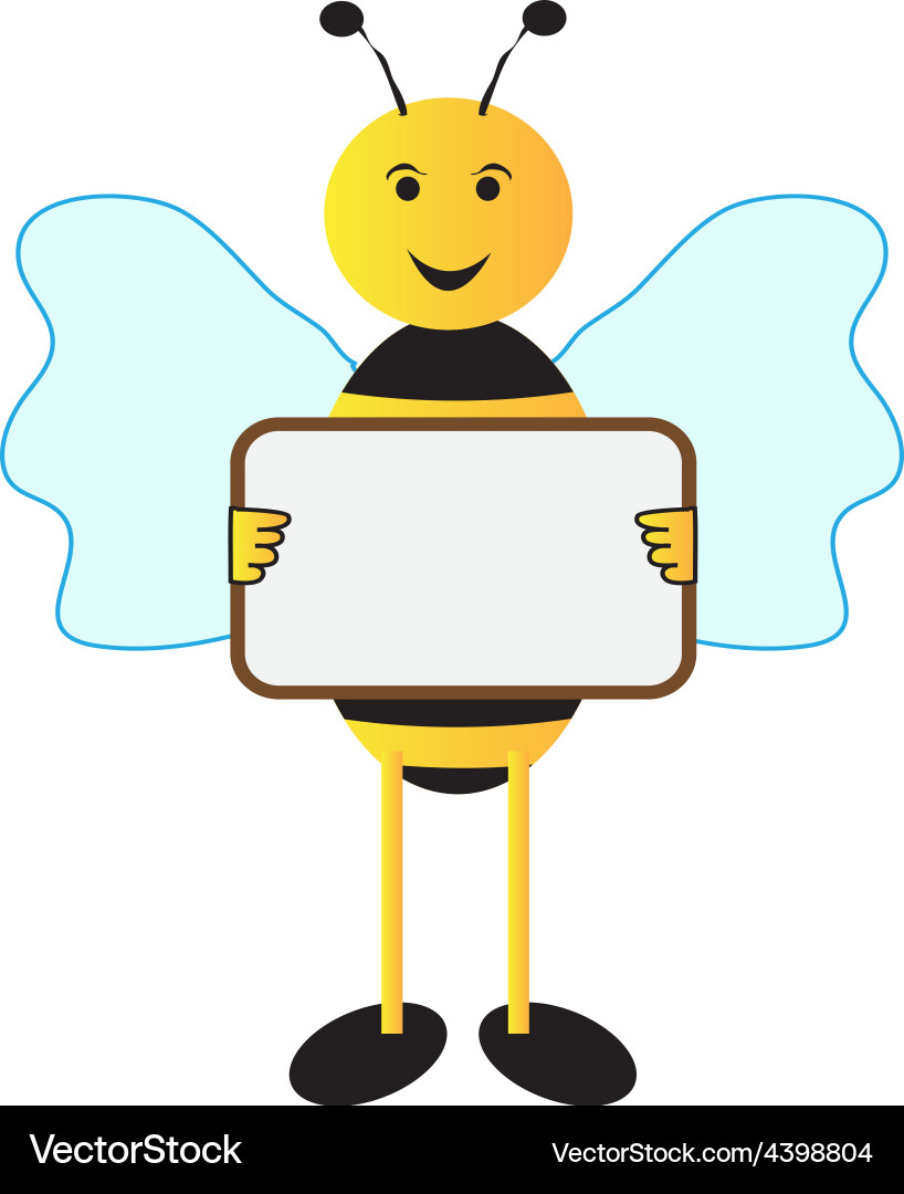 Bee holding sign board Royalty Free Vector Image