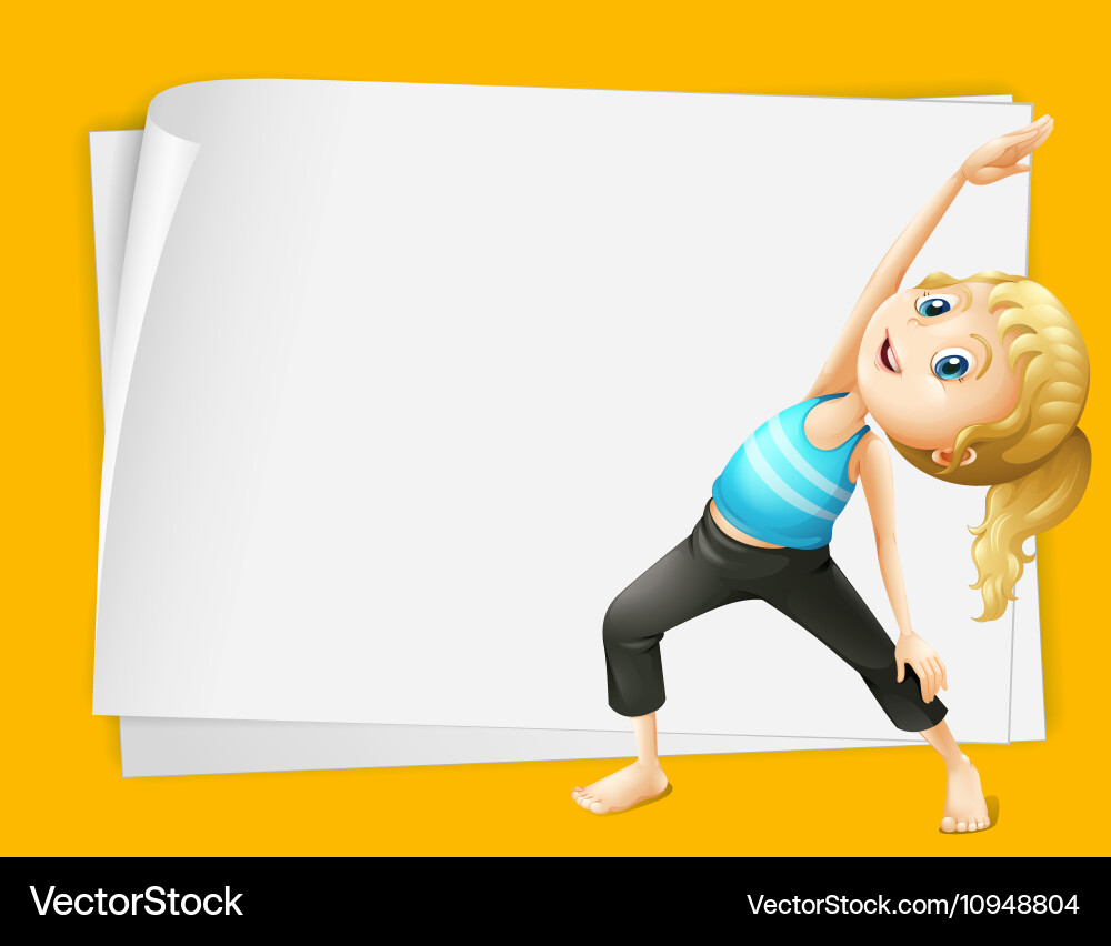 Border design with woman doing yoga Royalty Free Vector