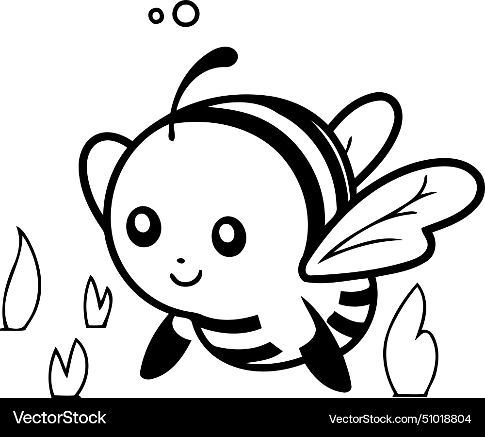 Cute cartoon bee flying in the puddle Royalty Free Vector