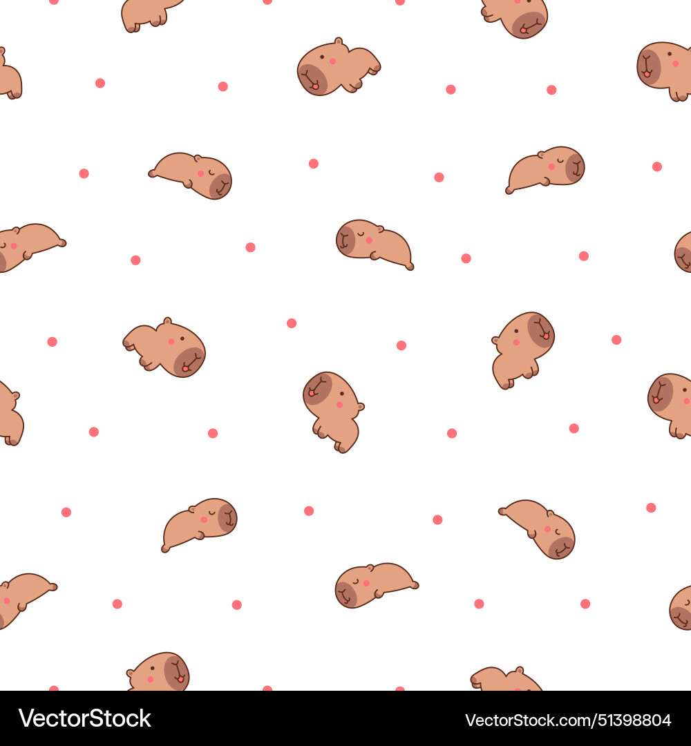 Cute cartoon kawaii capybara seamless pattern Vector Image