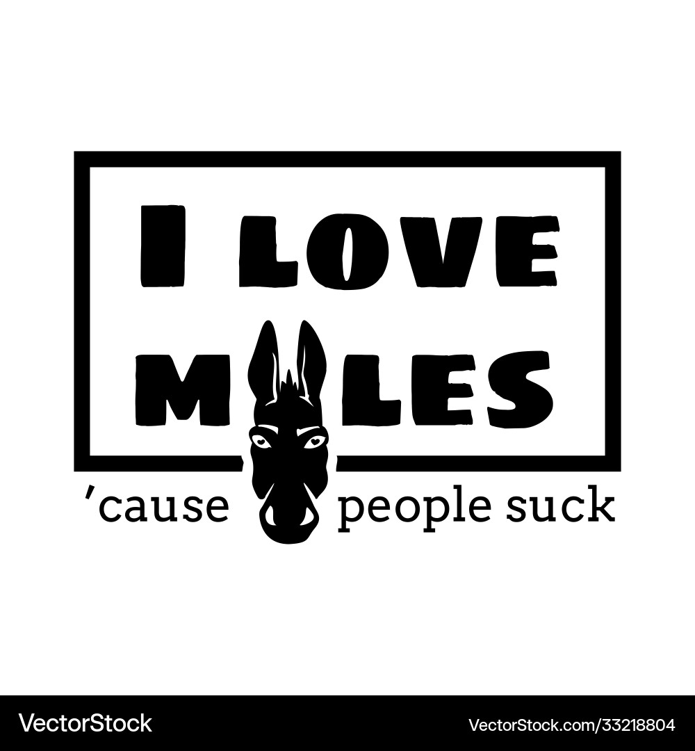 Donkey Head with 'I Love Mules' Text Royalty Free Vector