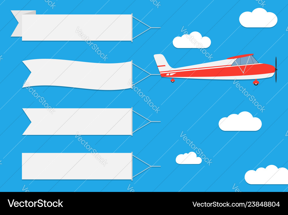Flying Plane with Banners Royalty Free Vector Image