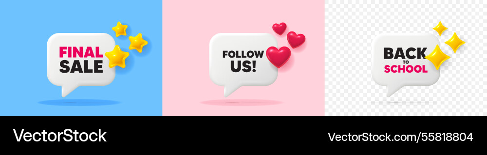 Follow us tag special offer sign chat speech Vector Image