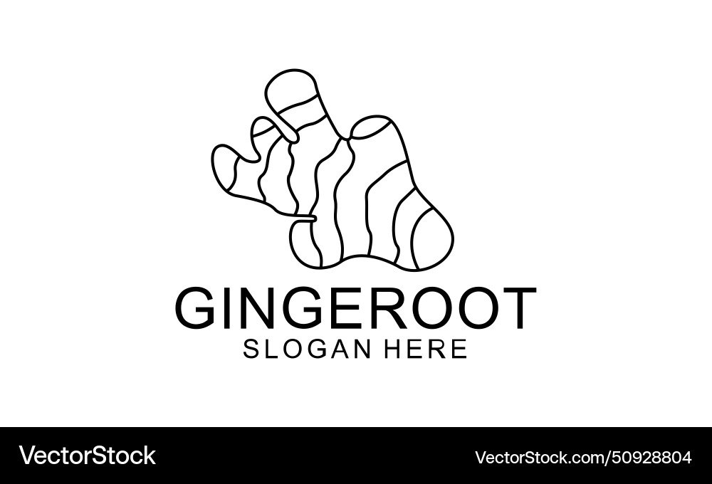 Ginger root logo round linear Royalty Free Vector Image