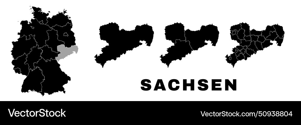 Saxony map german state germany administrative Vector Image