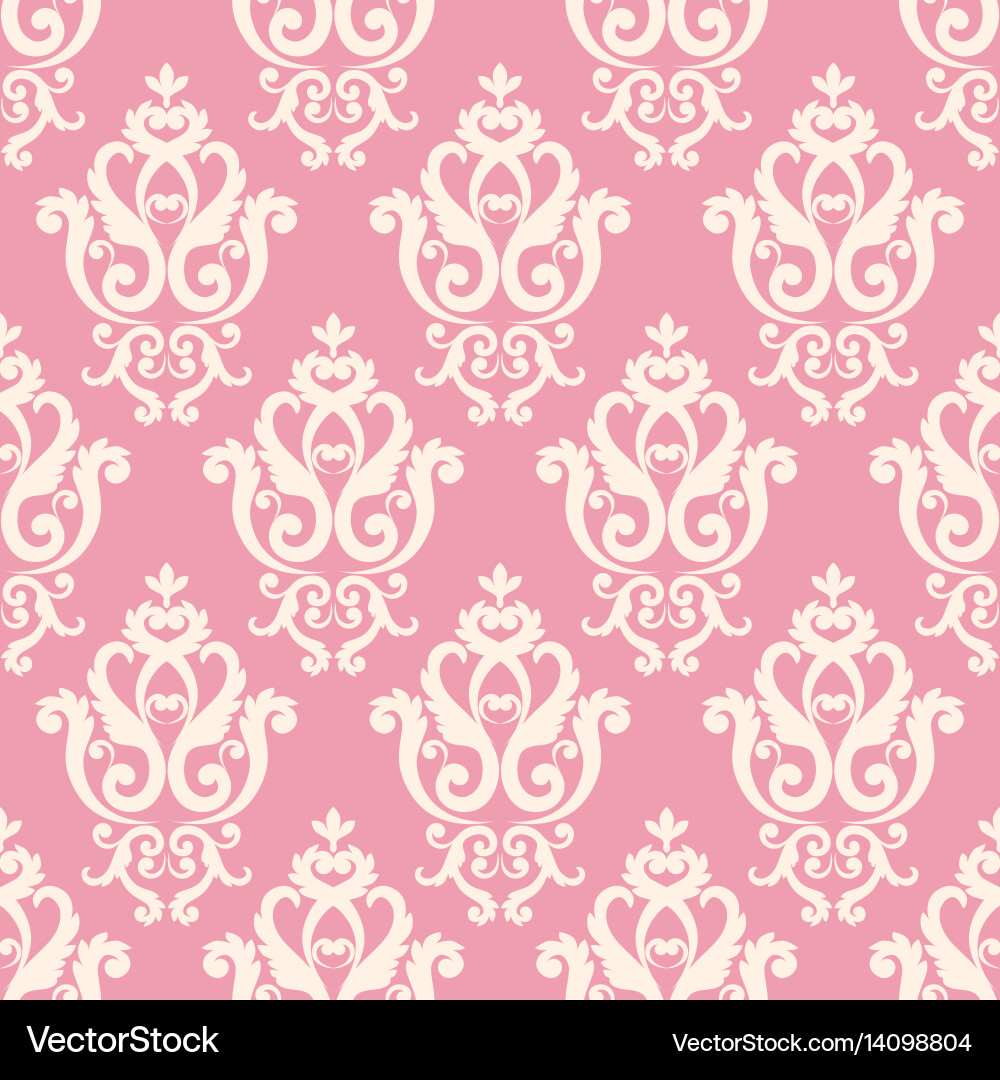 Seamless damask pattern pink texture in vintage Vector Image