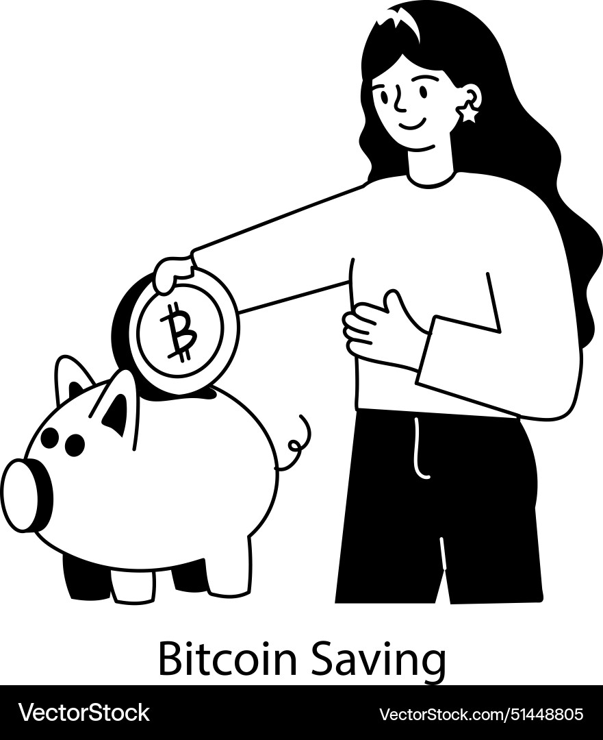 Bitcoin saving Royalty Free Vector Image - VectorStock