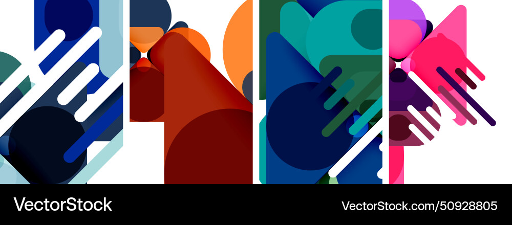 Colorful bright geometric abstract compositions Vector Image