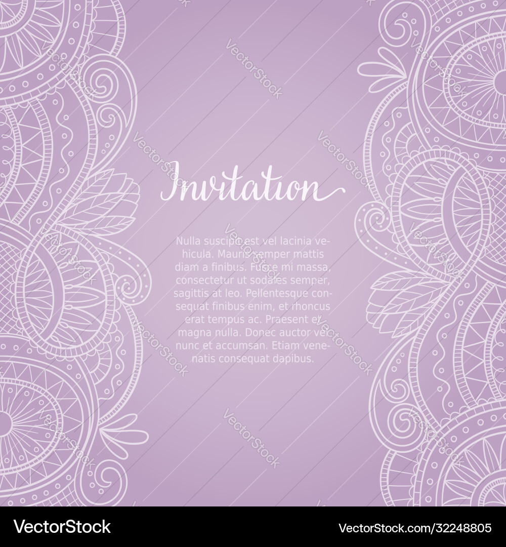 Hand drawn card design template with lace pattern Vector Image