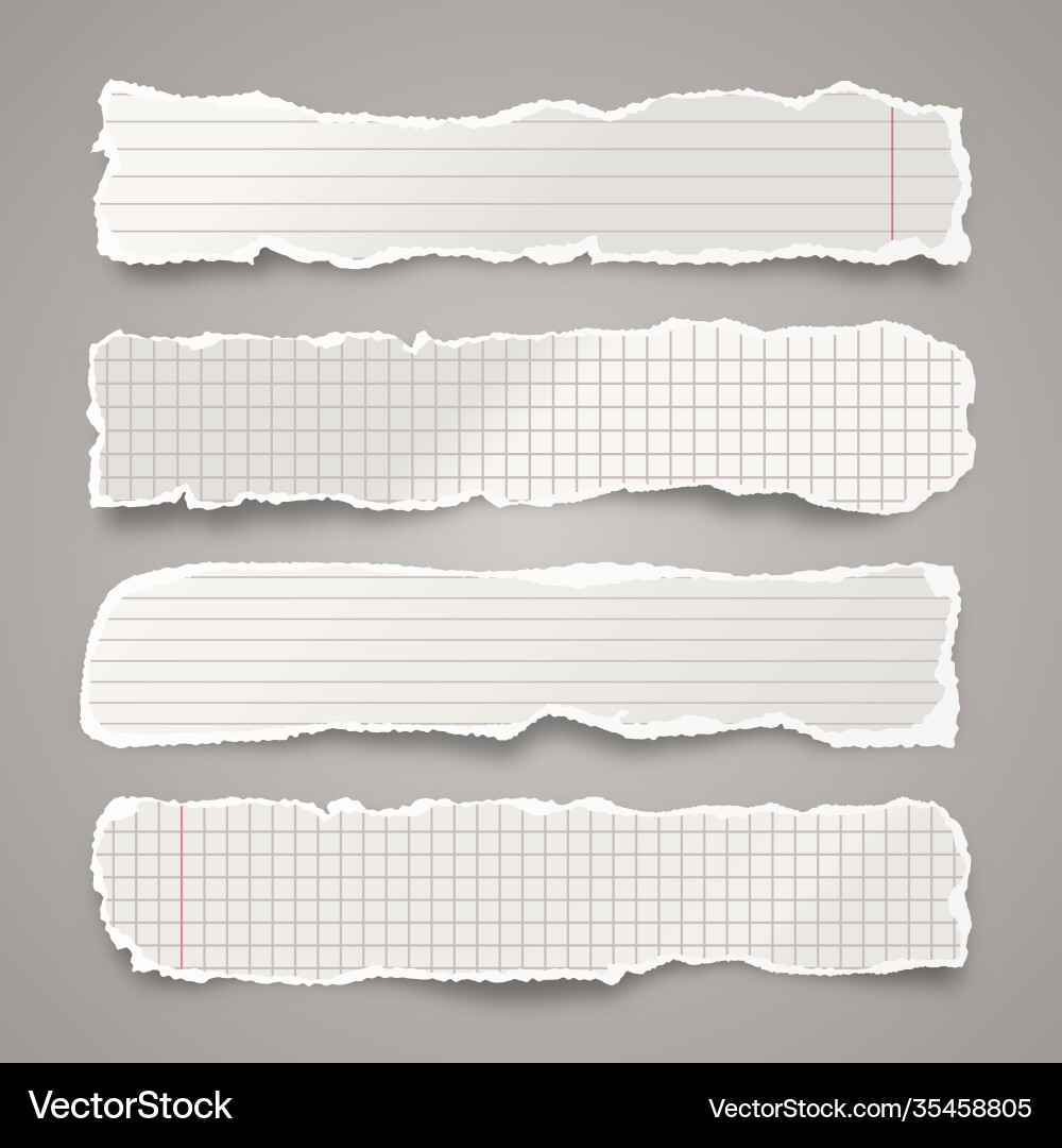 Ripped paper strips realistic crumpled Royalty Free Vector