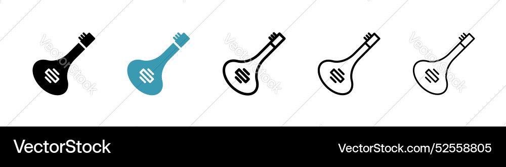 Sitar icon set on white background Royalty Free Vector Image