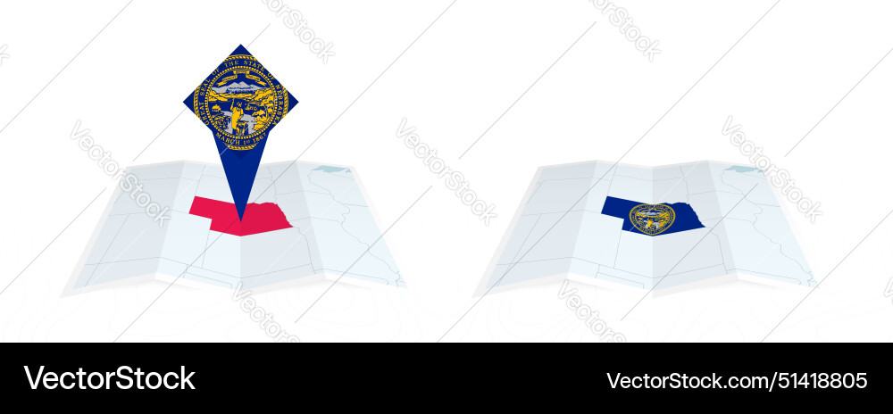 Two versions of an nebraska folded map one Vector Image