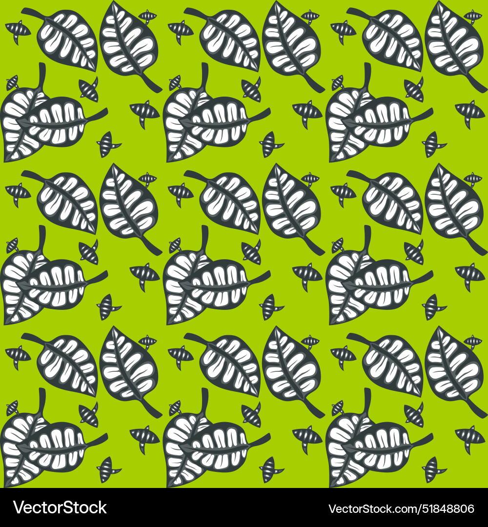 Batik seamless pattern daun jati ijo Royalty Free Vector