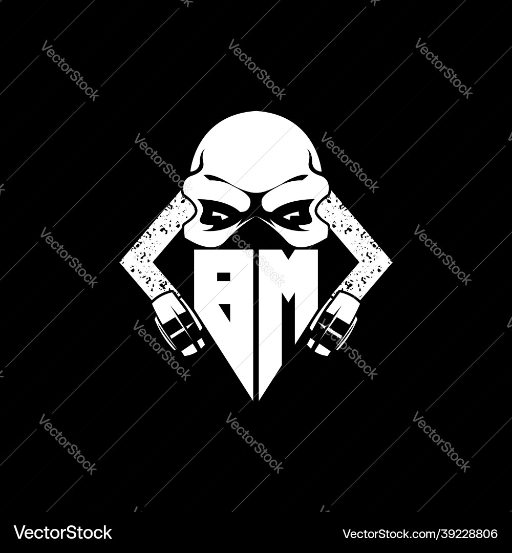 Bm initial gaming esport skull mask style Vector Image