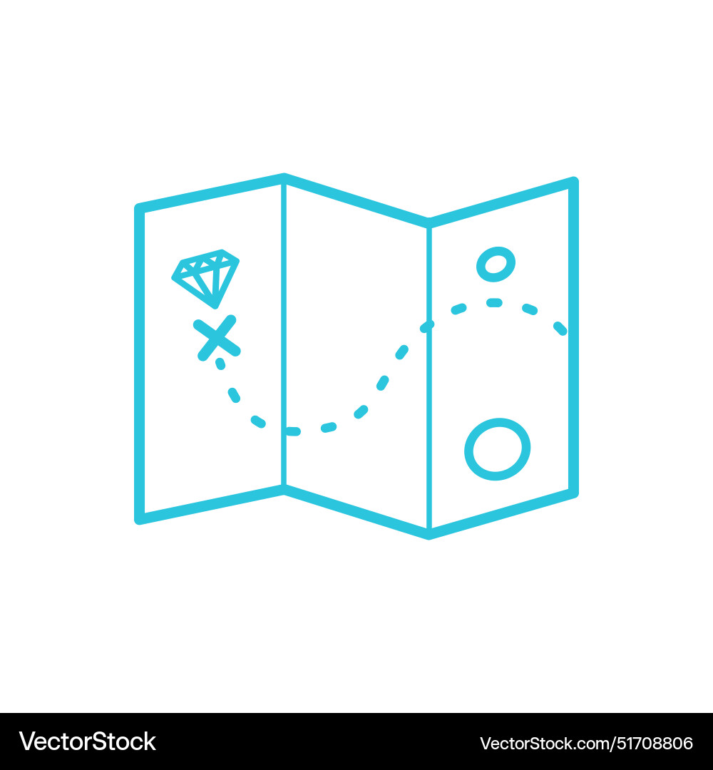 Diamond hidden treasure map destination icon Vector Image