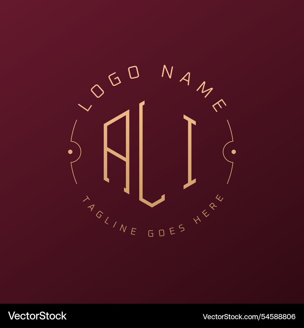 Luxury ali logo design elegant letter Royalty Free Vector