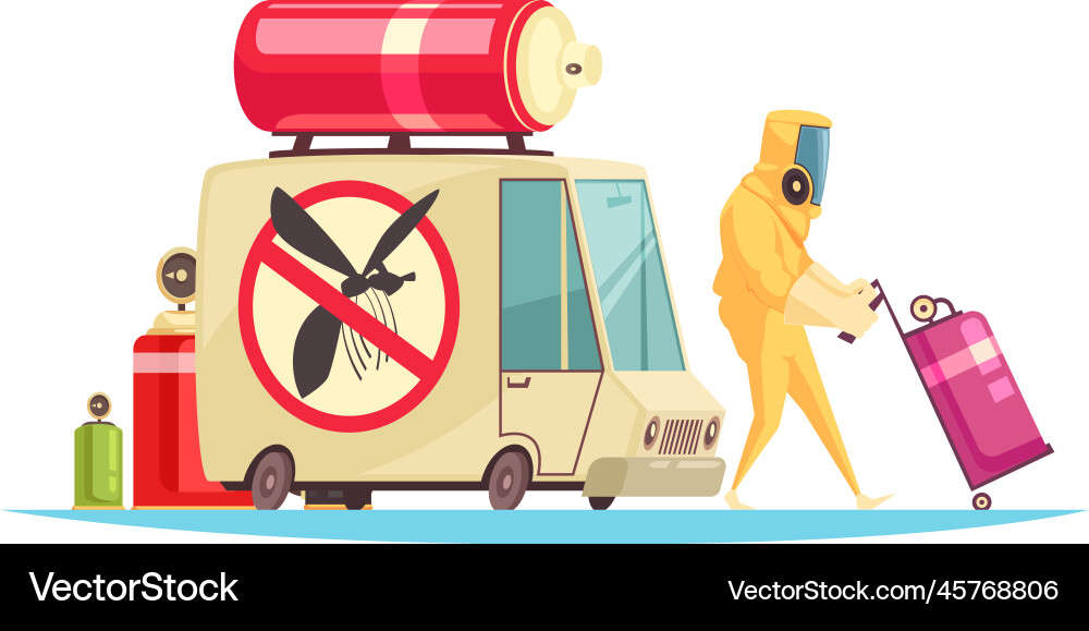 Pest control van composition Royalty Free Vector Image