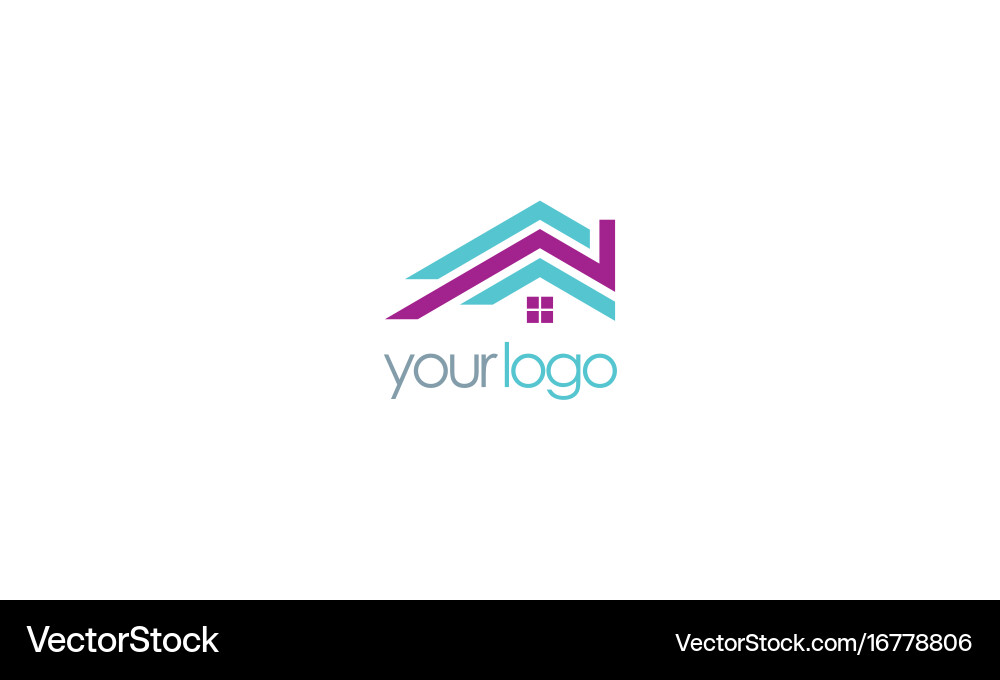 Roof color realty logo Royalty Free Vector Image