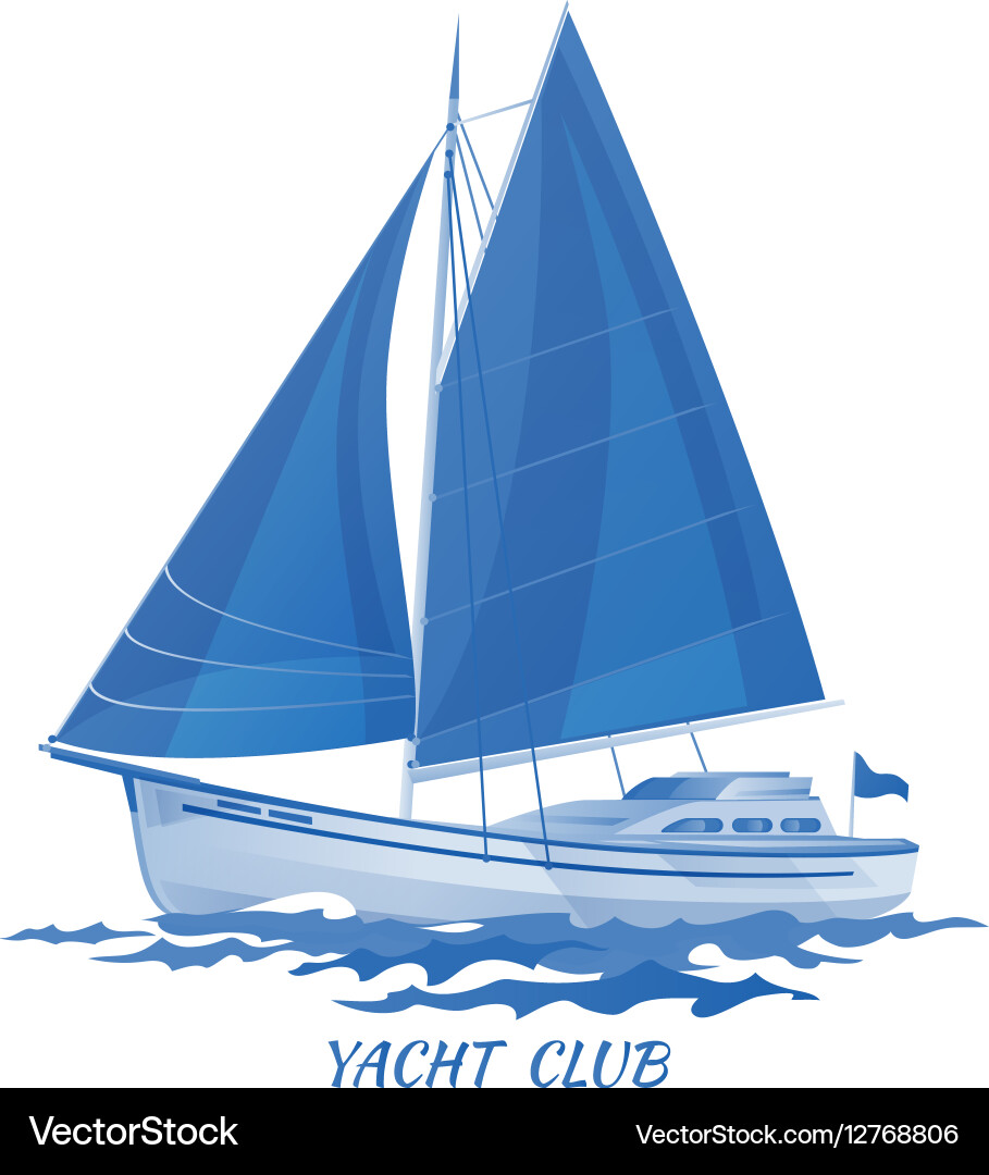 Sailing boat icon blue Royalty Free Vector Image