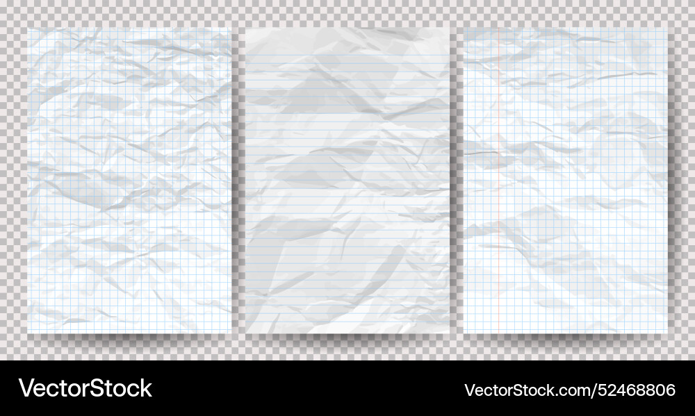 Set of white clean crumpled papers Royalty Free Vector Image