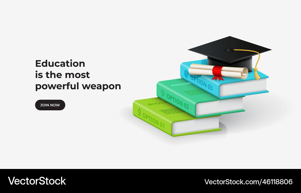 Steps from books with an academic cap education Vector Image