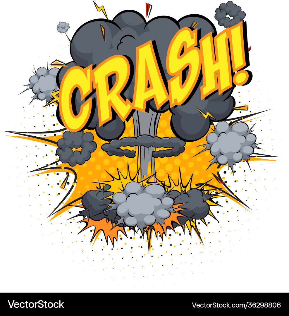 Word crash on comic cloud explosion background Vector Image