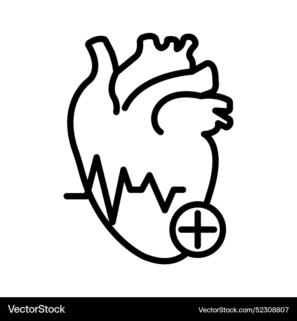 Cardiology icon linear logo mark in black Vector Image