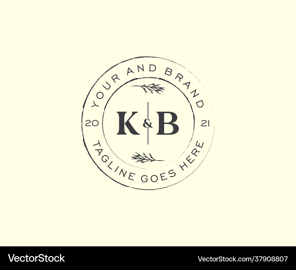 Initial kb letters floral frames botanical Vector Image