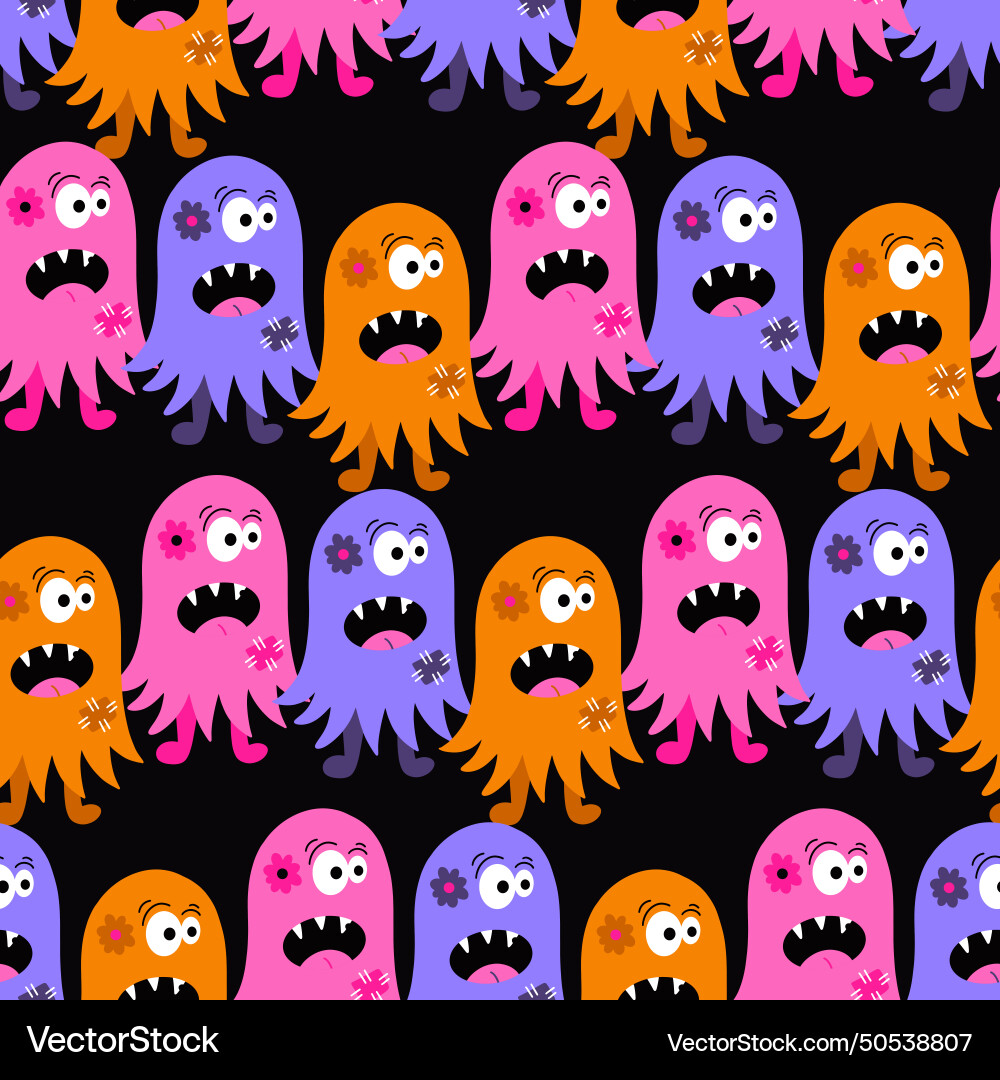 Little ghost monsters seamless pattern Royalty Free Vector