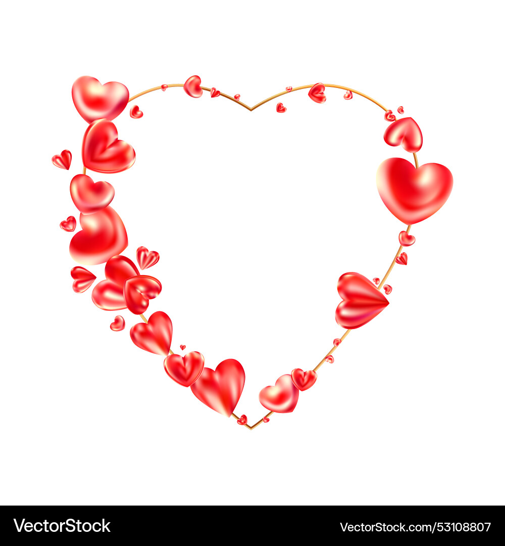 Red glossy realistic heart frame isolated Vector Image