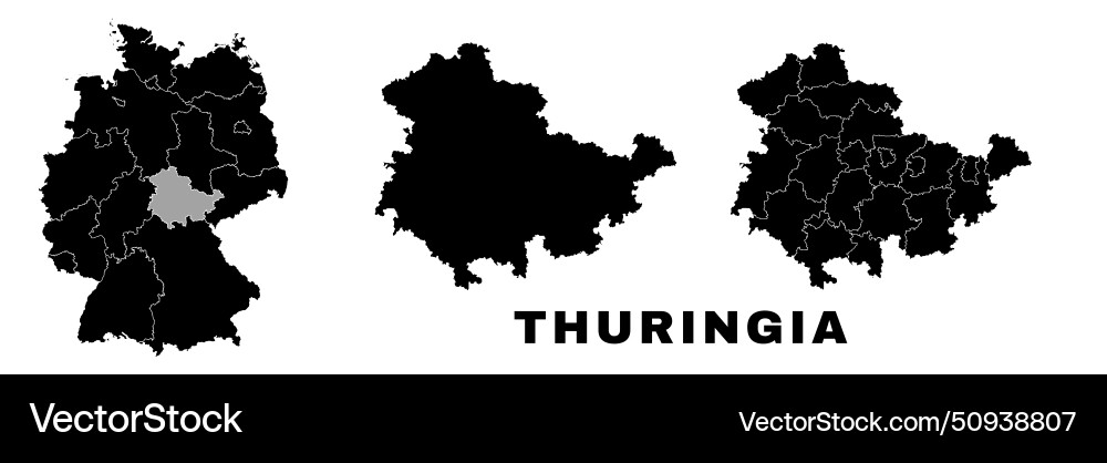 Thuringia map german state germany administrative Vector Image