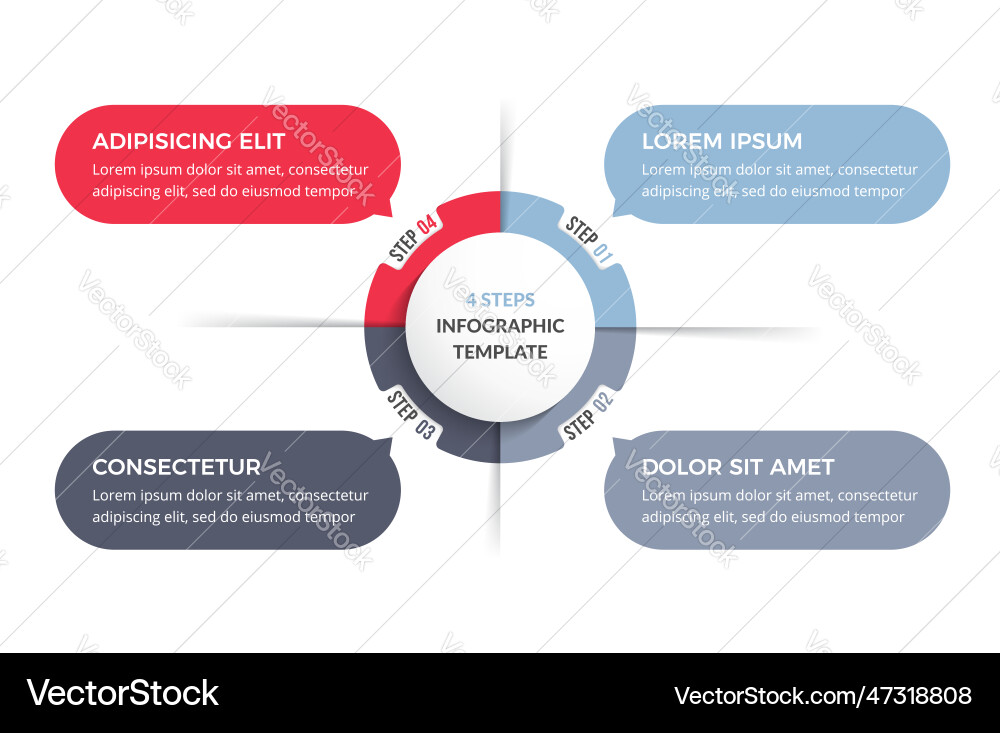 Circle diagram with four elements Royalty Free Vector Image
