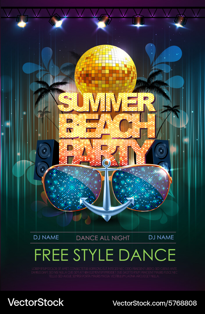 Disco background party poster Royalty Free Vector Image