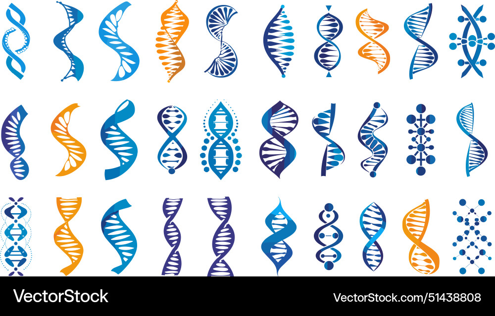 Dna logos color set molecular structure Royalty Free Vector