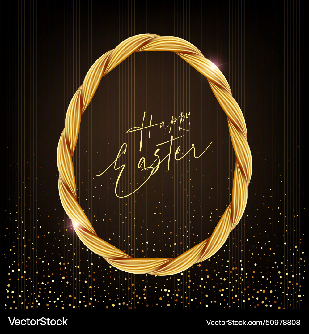 Easter egg frame gold twisted braided rope border Vector Image
