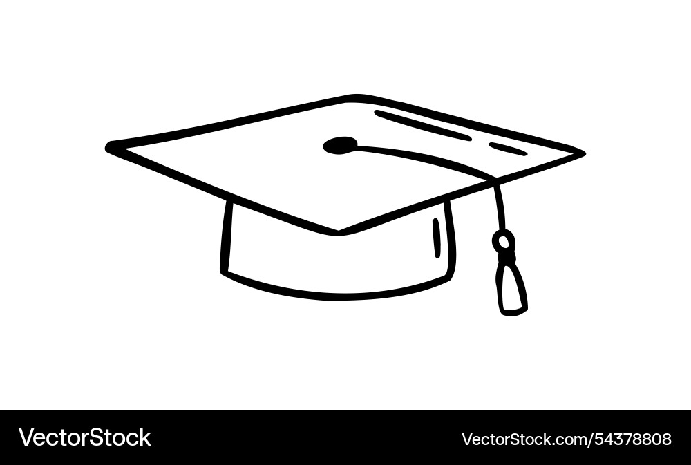 Hand drawn doodle graduation hat icon education Vector Image