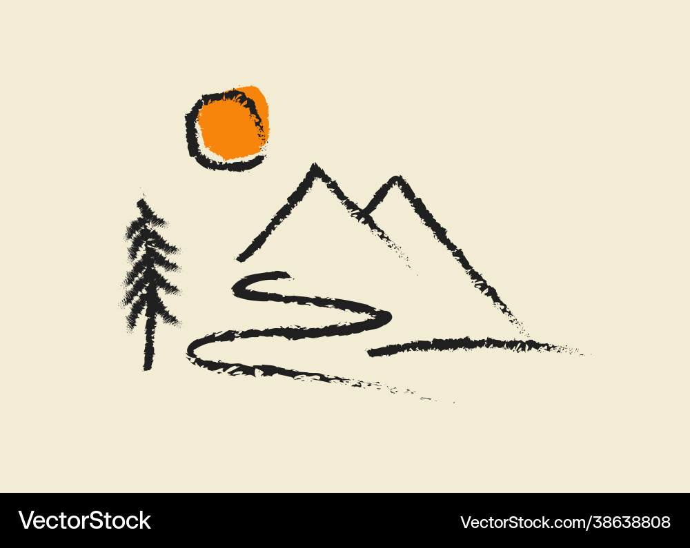 Hand drawn minimalistic outlined abstract Vector Image