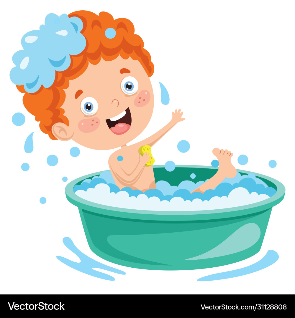 Kid having bath Royalty Free Vector Image - VectorStock