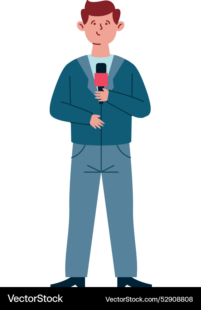 Male television journalist with handheld Vector Image