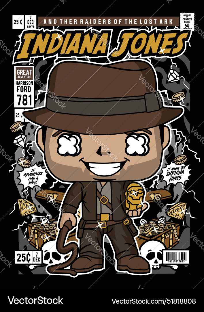 Pop art indiana jones Royalty Free Vector Image