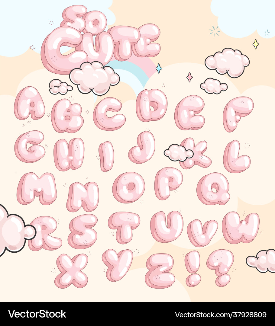 Girly Bubble Letter Alphabet