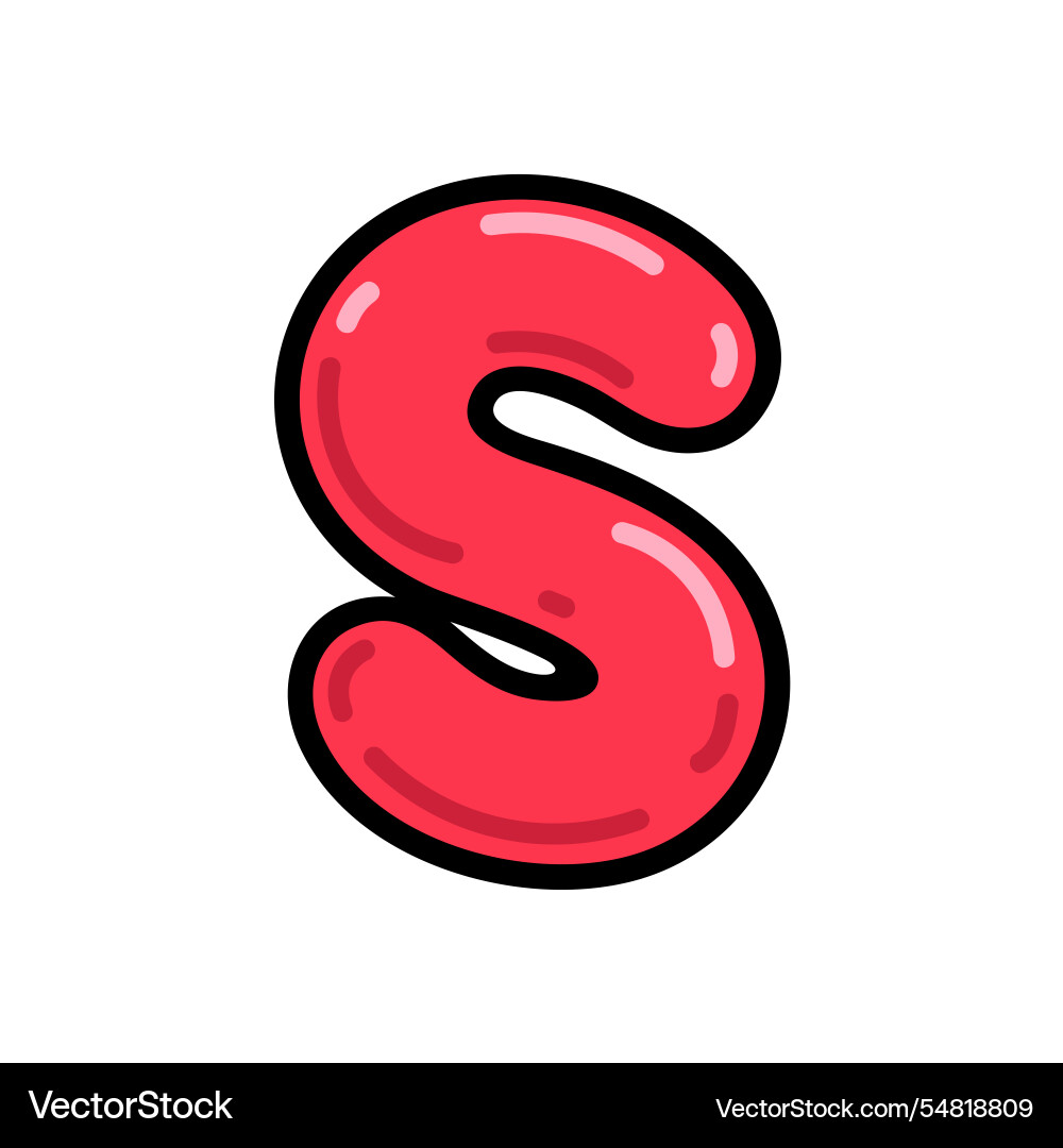 Cartoon letter s red alphabet Royalty Free Vector Image