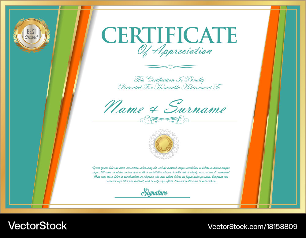 Certificate retro design template 05 Royalty Free Vector