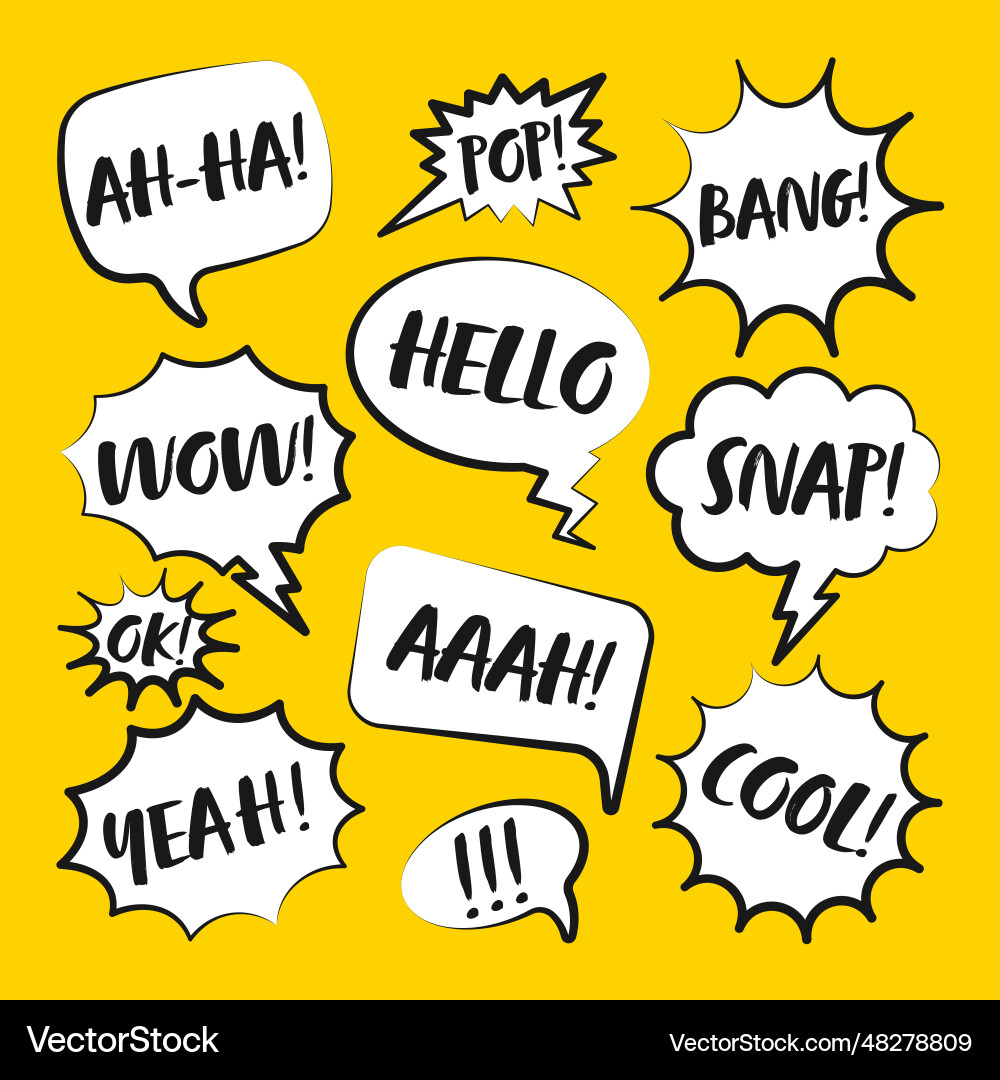 Comic speech bubbles with handwritten text Vector Image