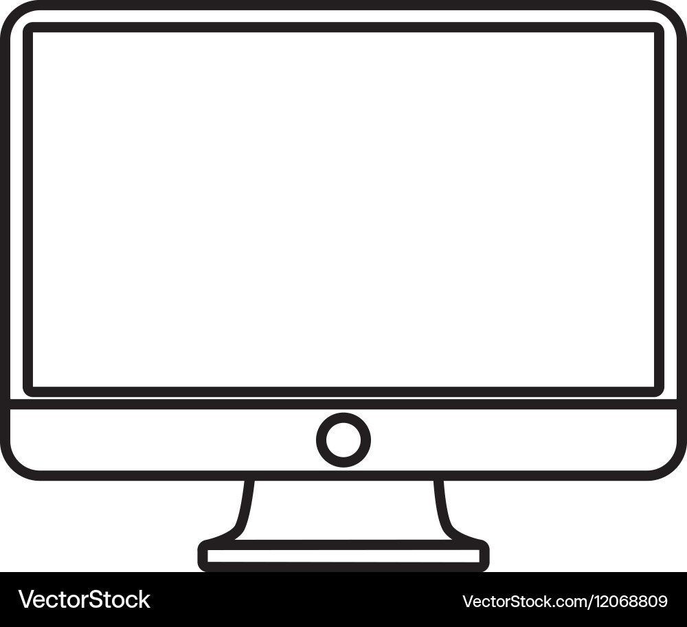 Computer screen monitor technology outline Vector Image