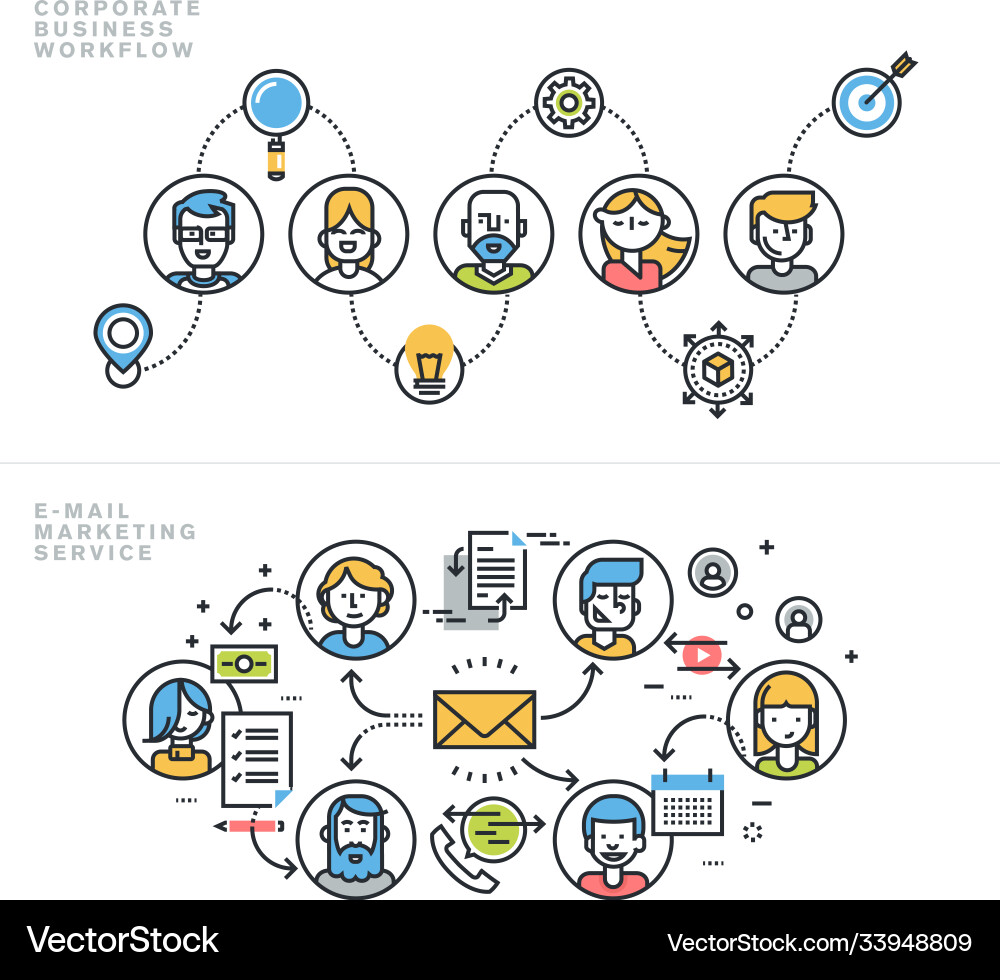 Flat line design concepts Royalty Free Vector Image