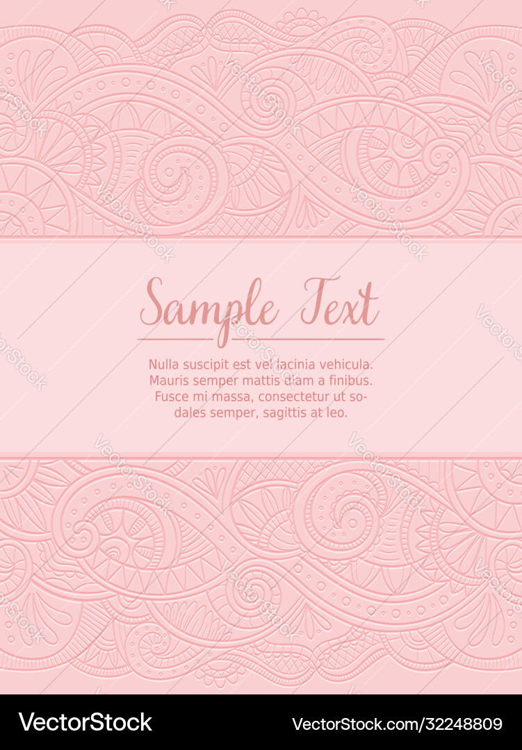Hand drawn lace greeting card template Royalty Free Vector