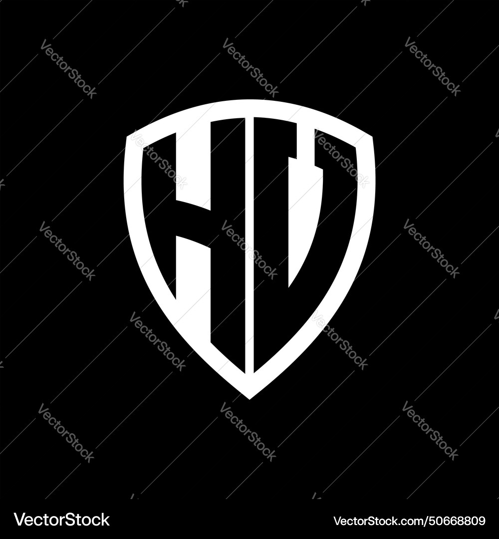 Hv monogram logo with bold letters shield shape Vector Image